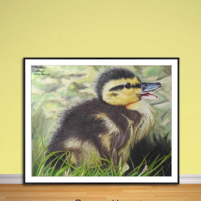Duckling Fine Art Giclee Print From Hand Drawn Coloured - Etsy