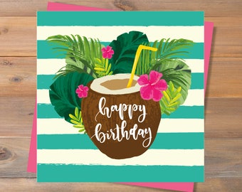 Tropical Birthday Card - Etsy