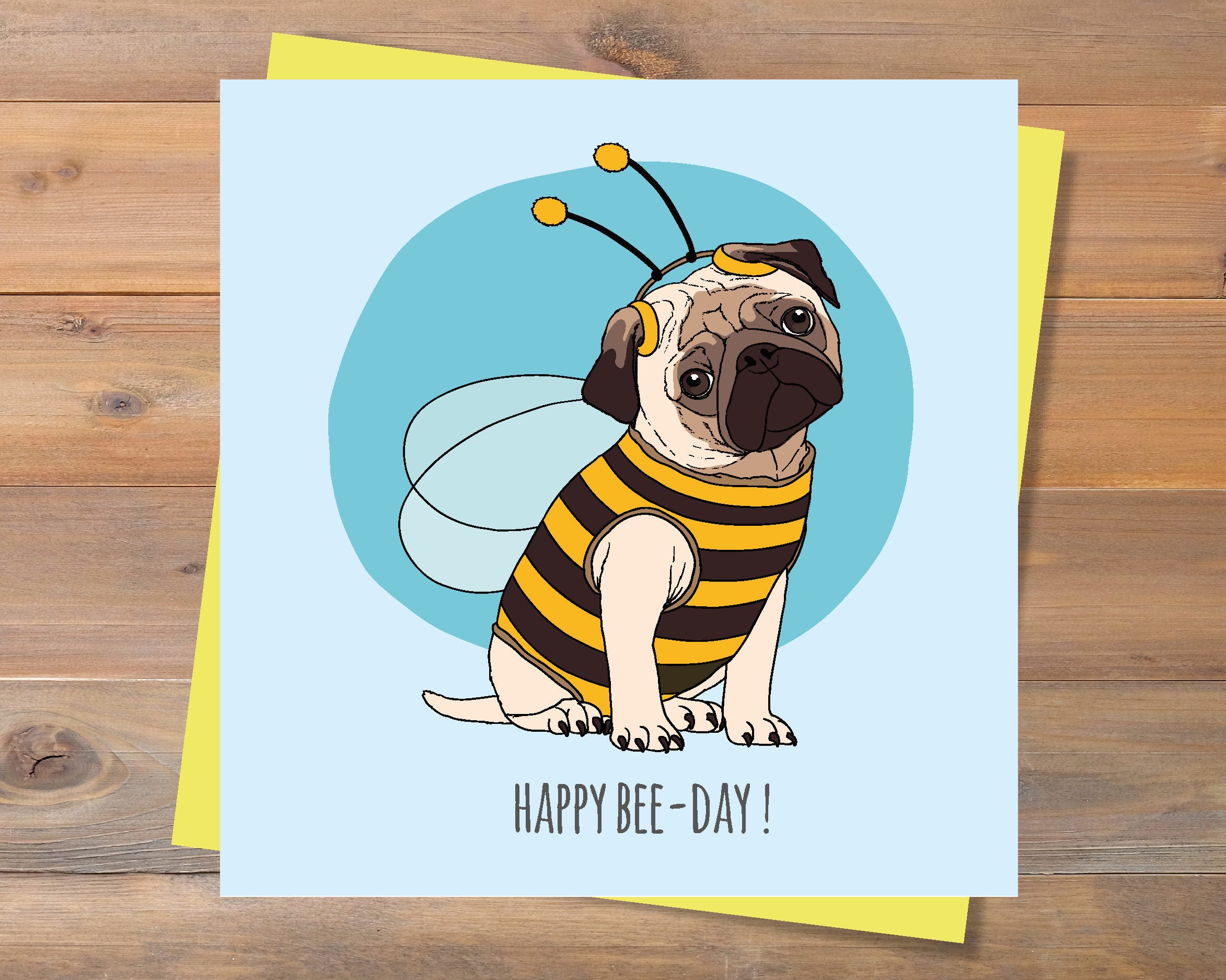 PRINTABLES Instant download Pug birthday card Birthday Dog Printable ...