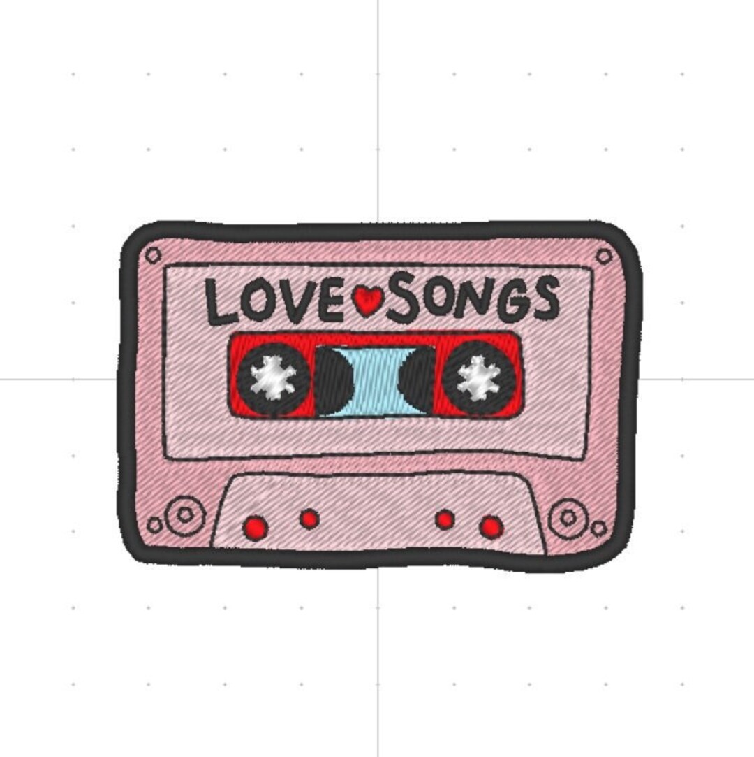 Vintage Love Songs Cassette Patch Design Machine Embroidery Pattern in ...