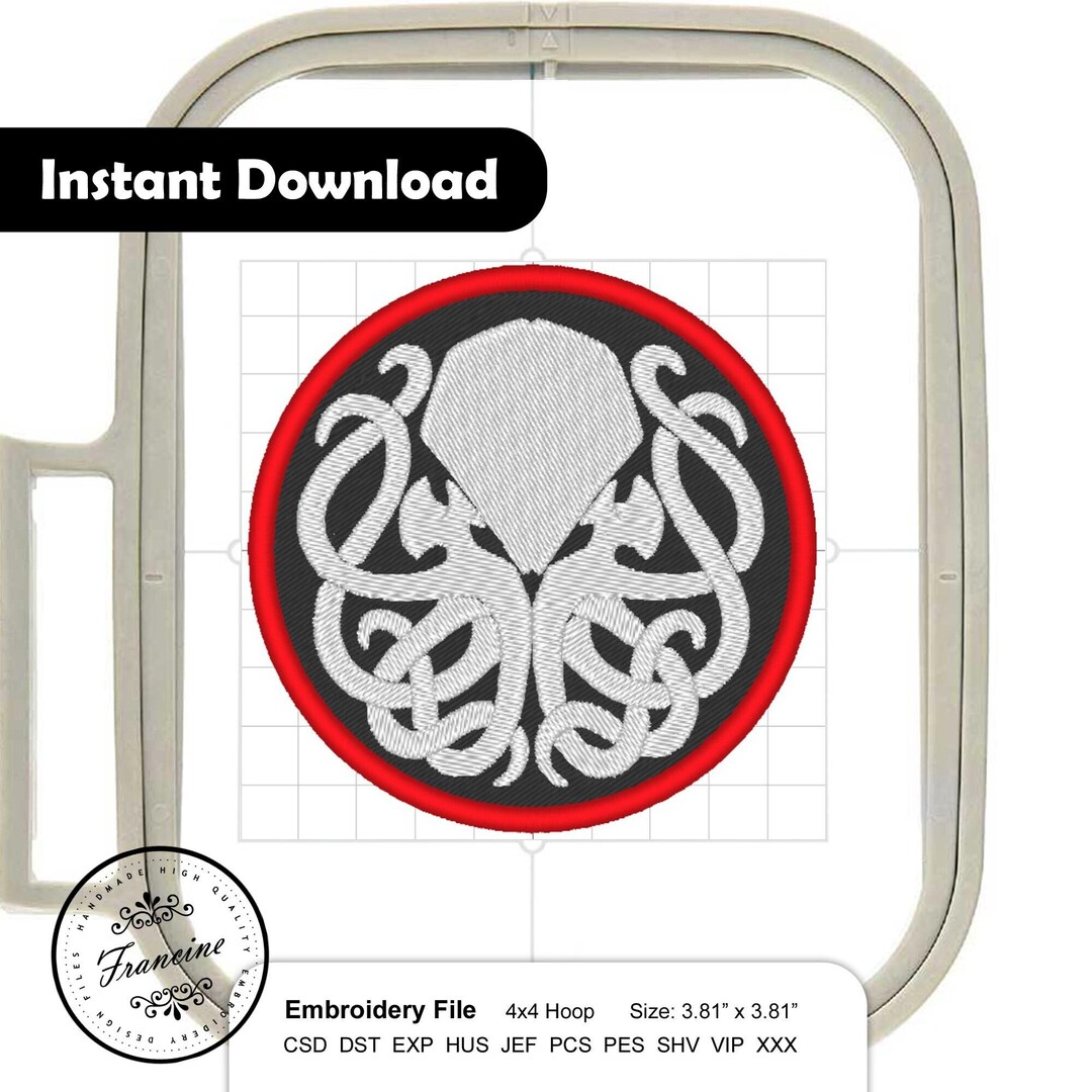 Cthulhu Kraken Lovecraft Patch Design Machine Embroidery Pattern in the ...