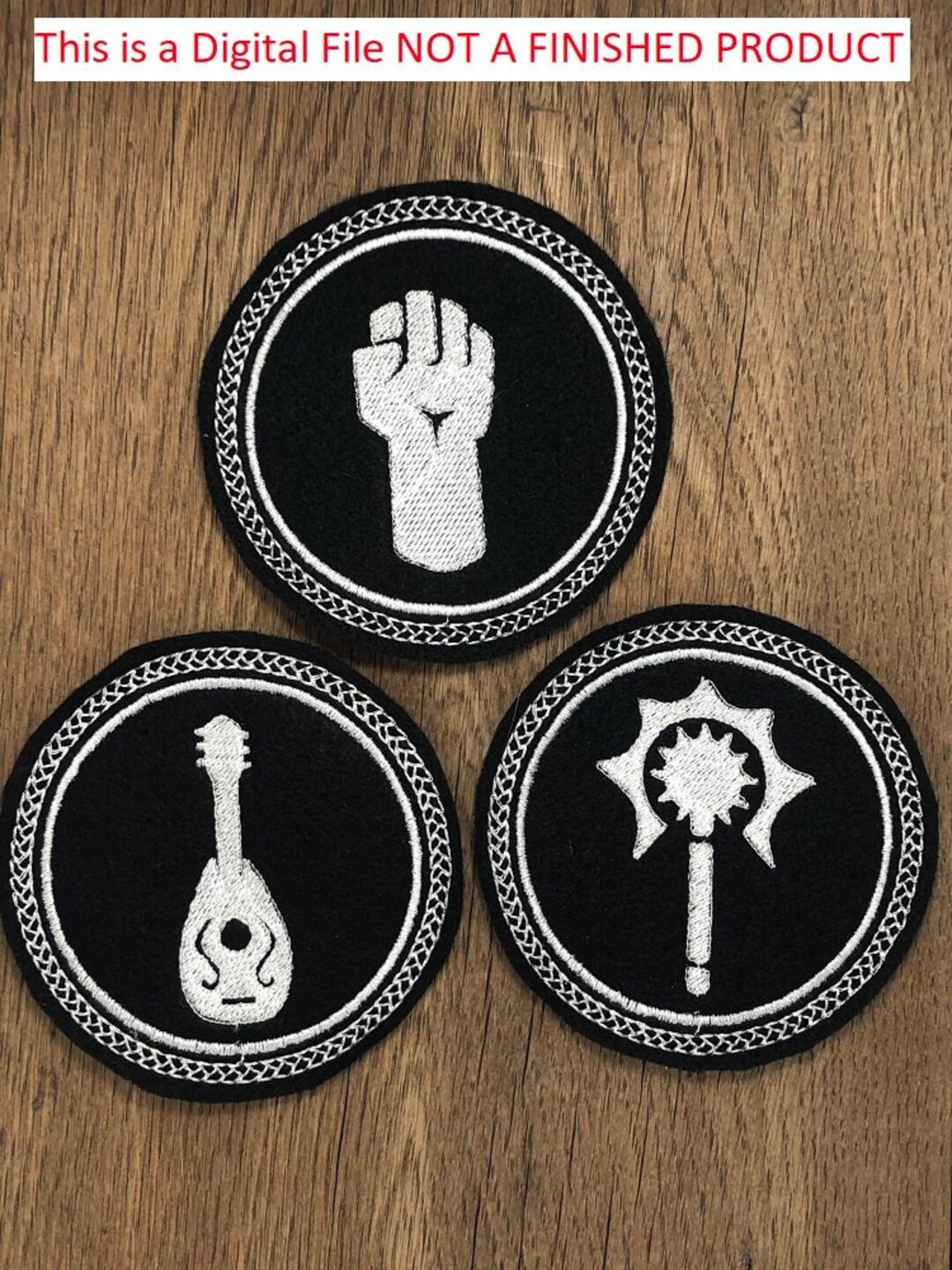 D&D Class Patch Machine Embroidery Design: Monk, Bard, Cleric (4x4 ITH ...