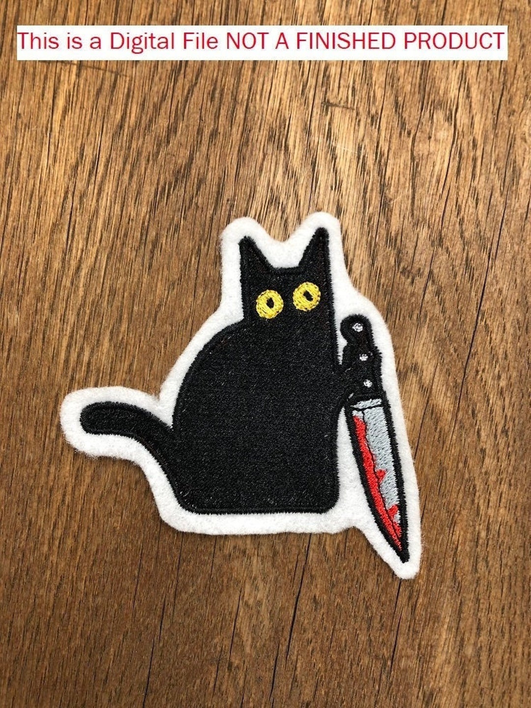 Black Cat Knife patch Halloween Kitty Blood Funny ITH 4x4 Machine Embroidery Design Descargar - Etsy