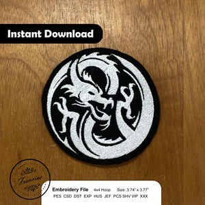 Round Dragon Dungeons and Dragons Patch Design. Machine Embroidery ...
