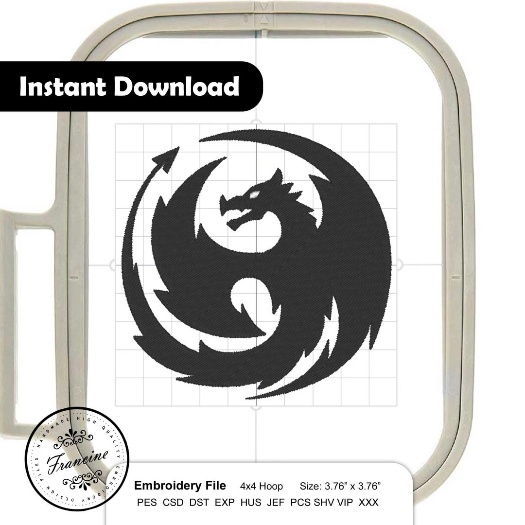 Black Dragon Amphithere Medieval Patch Design. Machine Embroidery ...