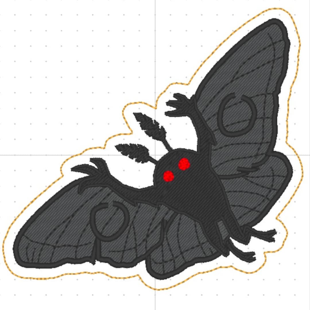 Mothman Embroidery Patch Design: Cryptid Monster, Point Pleasant (4x4 ...