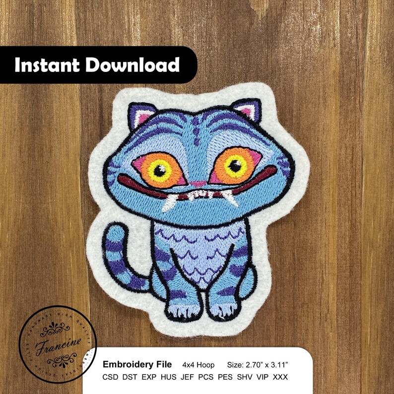 Derpy Tiger Patch: K-pop Demon Hunter Embroidery Design (4x4 ITH ...