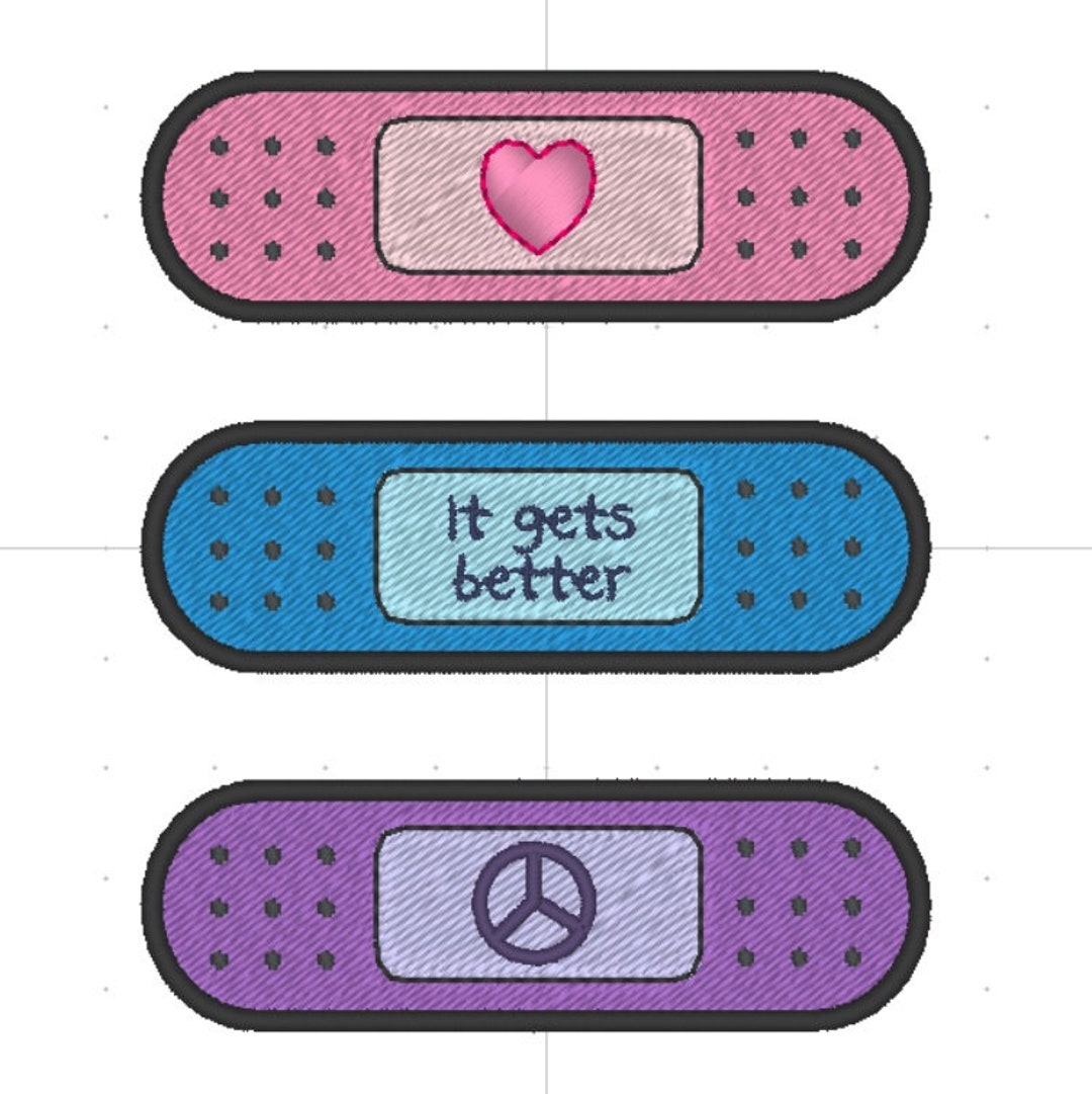 Colorful & Cute: Bandage Band Aid Embroidery Pattern for 4x4 Hoop - DIY ...