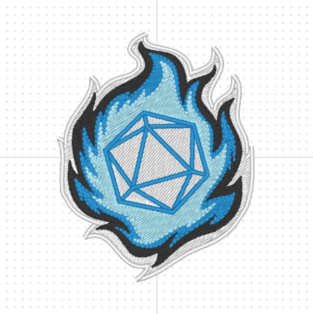 D20 Dice Fire & Ice Embroidery Patch: RPG in the Hoop Design (4x4 ...
