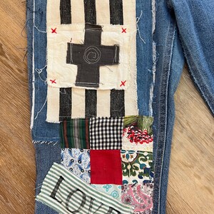 Patched and Distressed Jeans, Festival Jeans, Vintage Patches, Upcycled ...