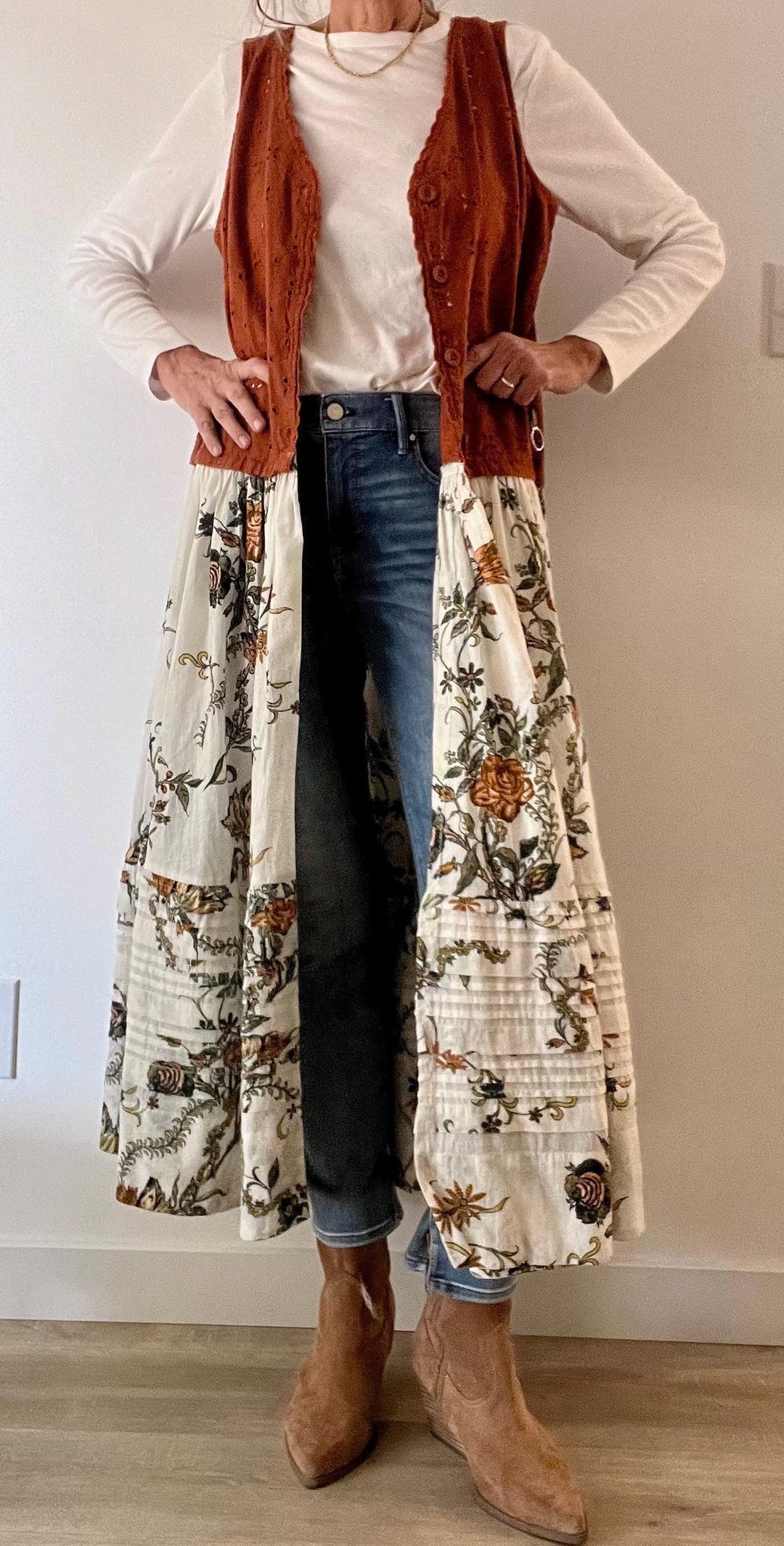 Plus Size Boho Chic Duster, Anthropologie Upcycled Dress, Eyelet Vest ...