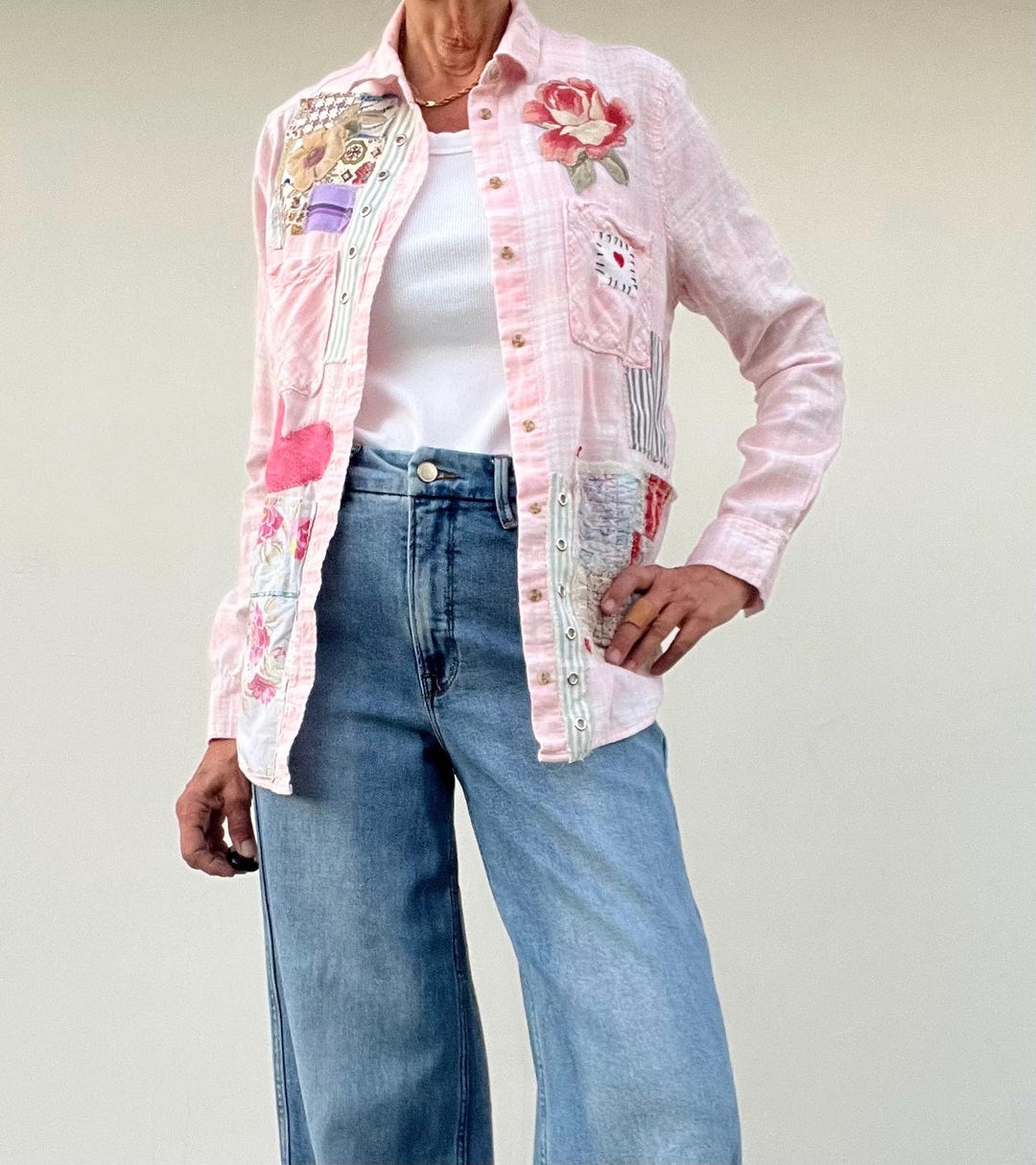 Lightweight Spring Flannel Shirt Jacket Shacket, Patched and ...