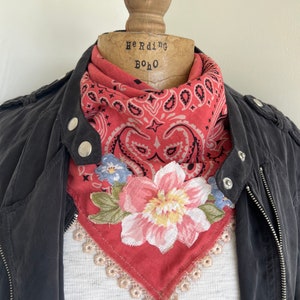 Distressed and Embellished Pinkish Rust Color Flower Applique - Etsy