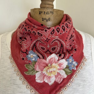 Distressed and Embellished Pinkish Rust Color Flower Applique - Etsy