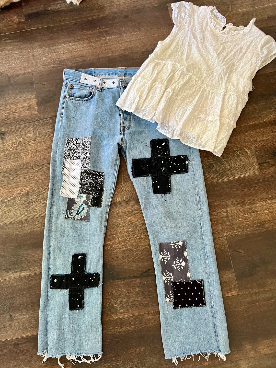Patched Pants, Concert and Festival Inspo, Levi Sz 36 501 Jeans ...