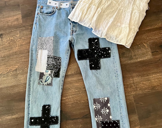 Patched Pants, Concert and Festival Inspo, Levi Sz 36 501 Jeans ...