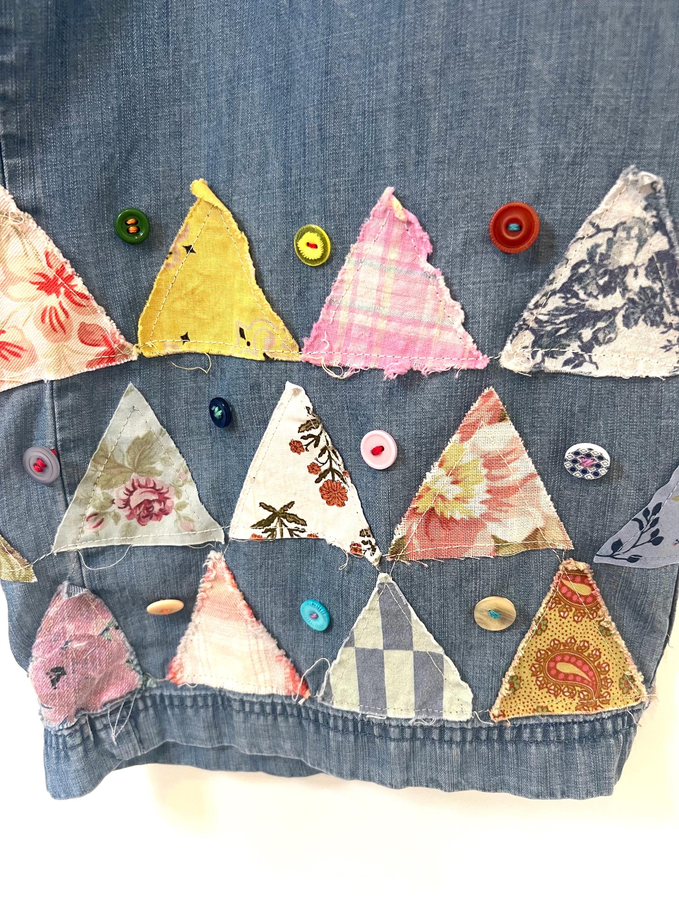 Boho Patchwork Denim Pants: Upcycled Cottagecore Jeans XL - Etsy