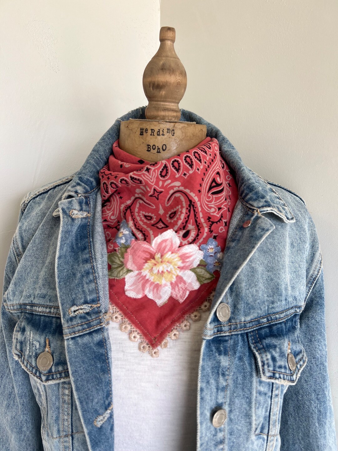 Distressed and Embellished Pinkish Rust Color Flower Applique - Etsy