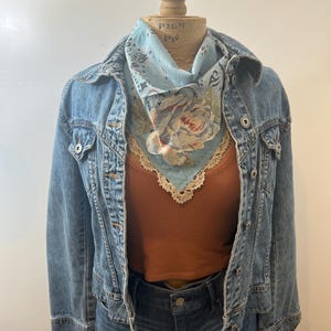Tattered Distressed Bandana With Crochet Lace Detail, Boho Country ...
