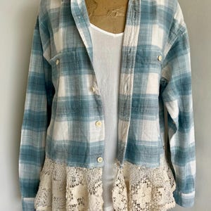 Lace Layering Top With Crochet Raw Edge, Flannel and Lace Soft Flannel ...