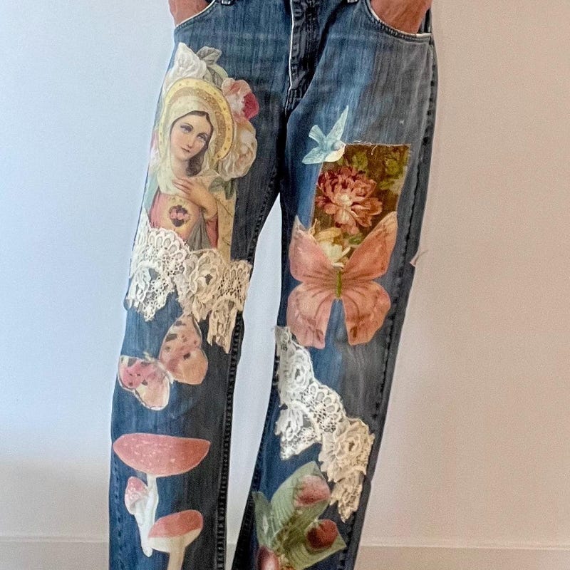 Denim Shabby Flowers - Etsy