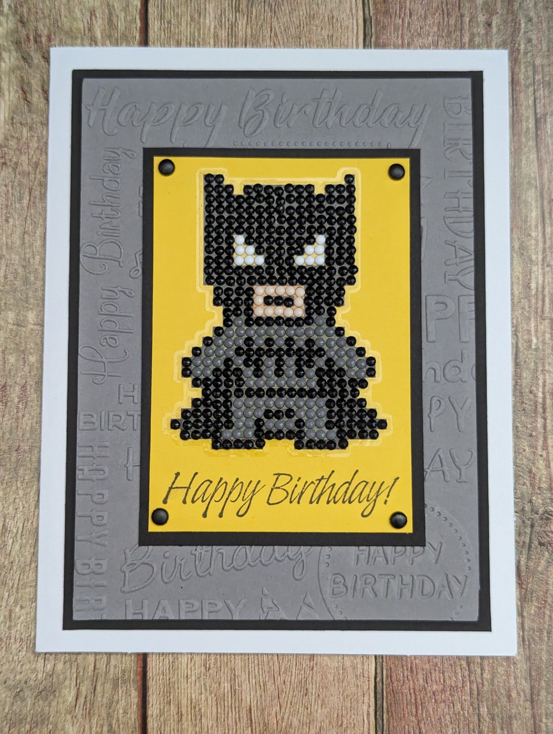 Batman Birthday Card, Diamond Art, Handmade Greeting Card - Etsy