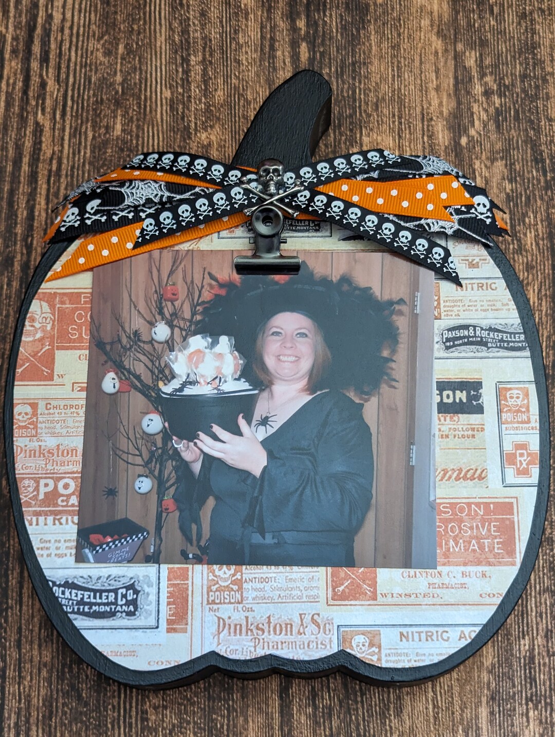 Handmade Rustic Halloween Pumpkin Photo Clip Frame Poison - Etsy