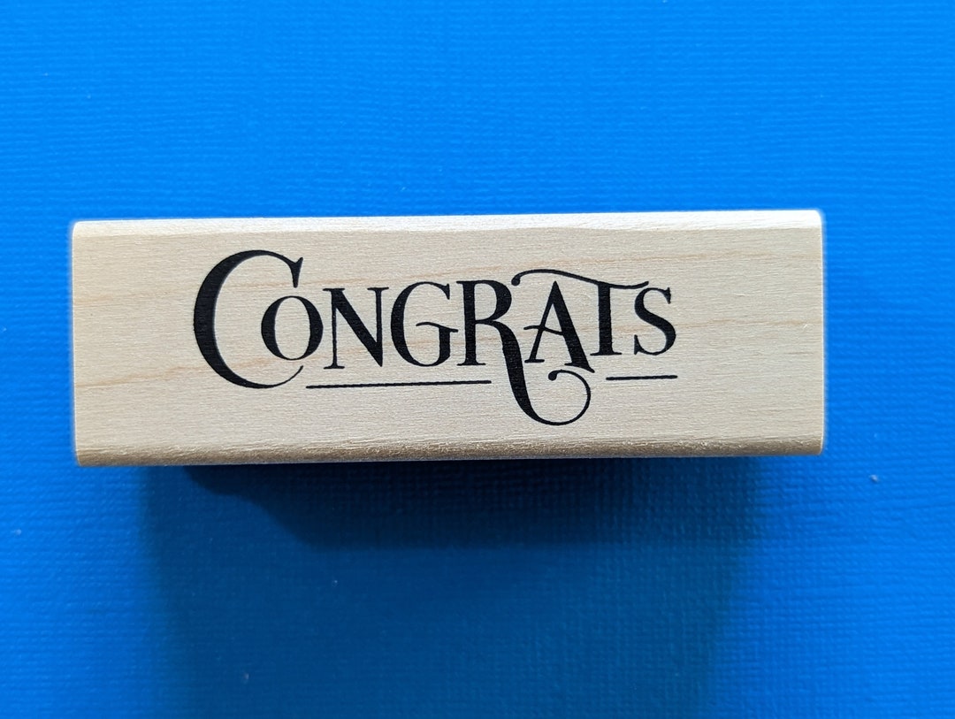 Congrats Wood Mounted Rubber Stamp - Etsy