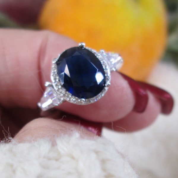 Blue Sapphire Statement Ring - Etsy