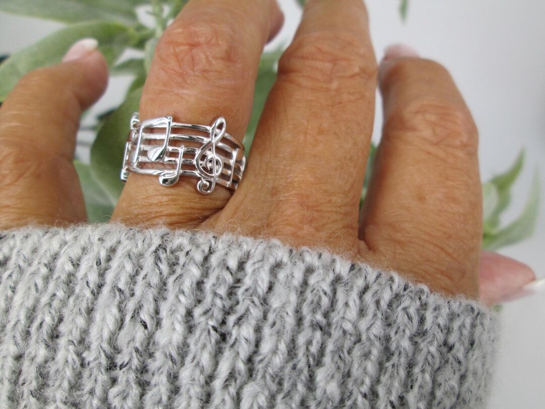 Sterling Silver MUSICAL NOTES Band Ring>musician Ring,music Ring ...