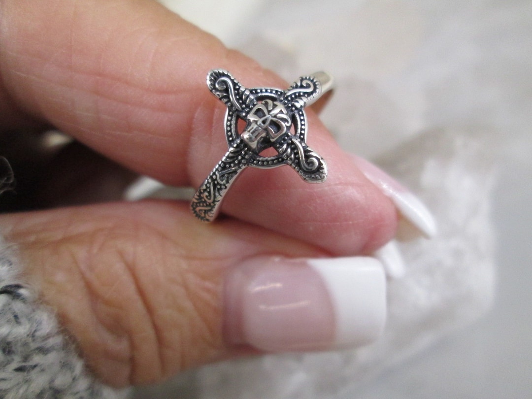 925 Sterling Skull & Cross Ring>925 Cross Ring,925 Skull Ring,cross ...
