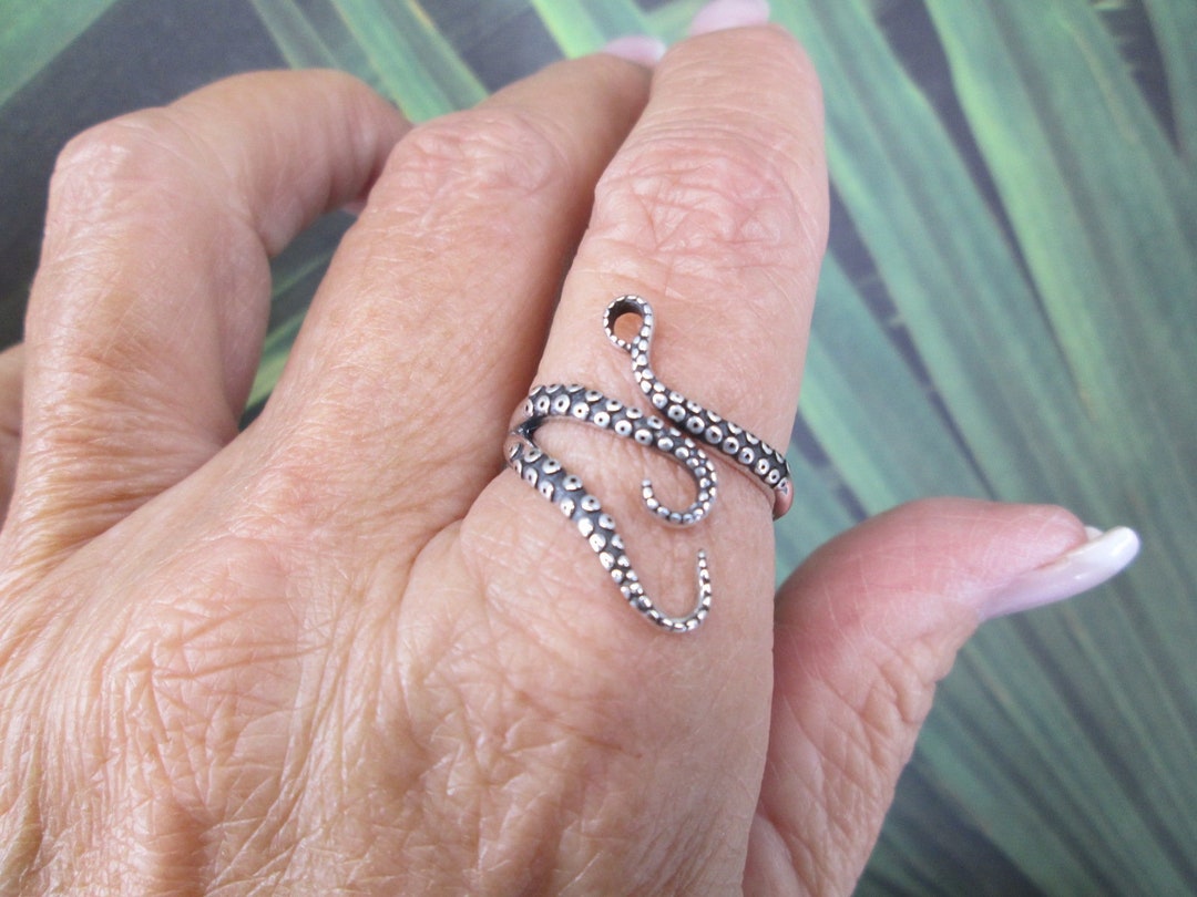 Solid Sterling Silver OCTOPUS Ring>octopus Tentacles (arms) Ring,925 ...