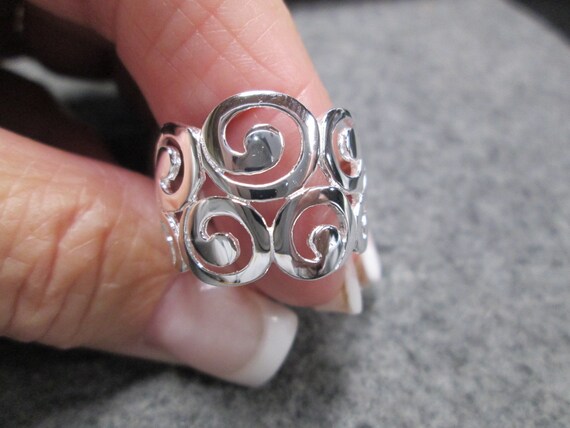 Sterling Silver Swirl RingLarge Swirl Ring 925 Wrap Around Ring Sterling Statement Ring Wide Swirling Band Curly Que Ring Unusual Ring Etsy