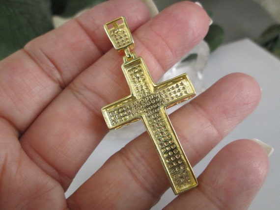 Large Gold Cross with Simulated Diamonds>14kt.Gold ov… - Gem