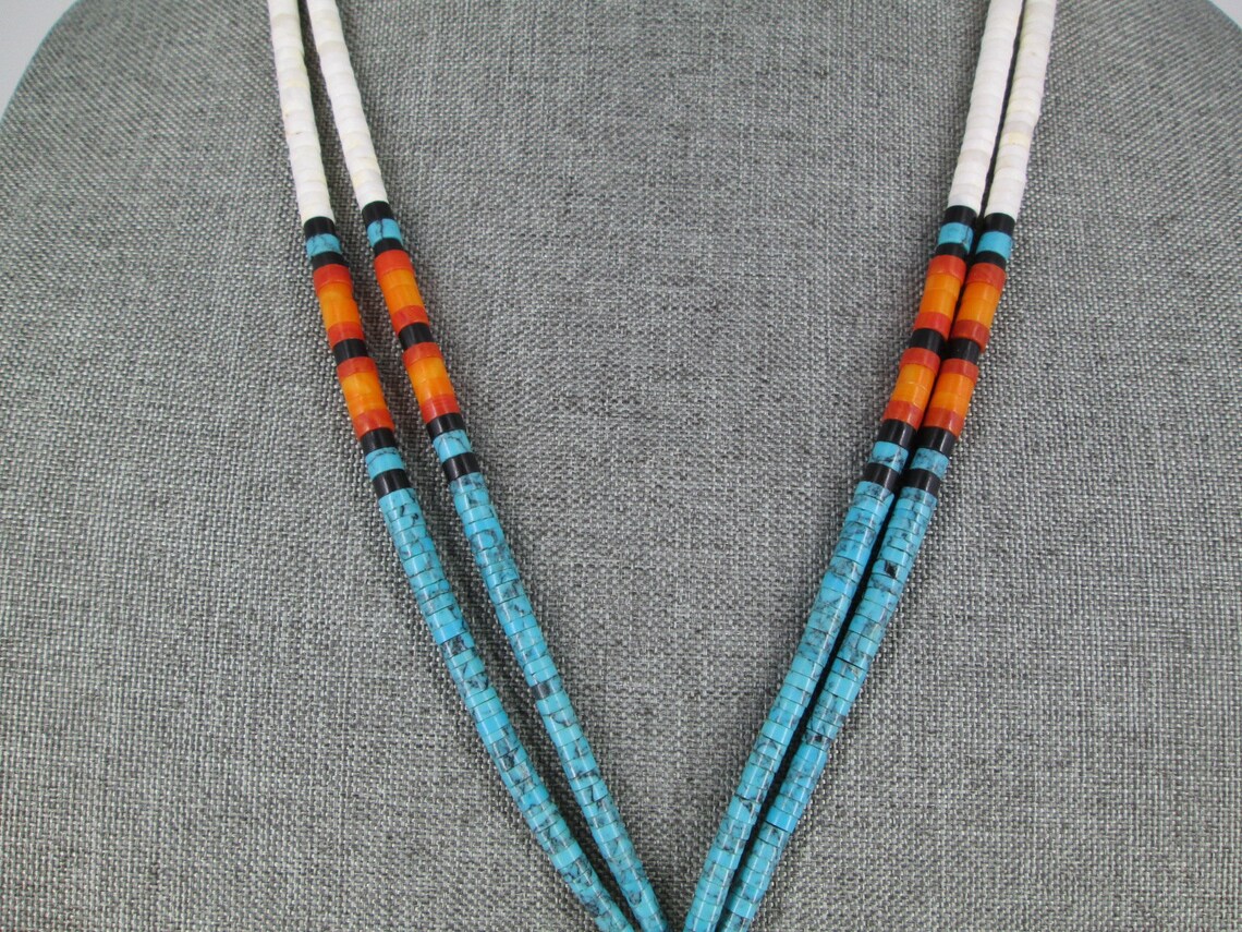 Vintage Native Jacla Necklace>turquoise Jacla Necklace,jet-spiny Oyster ...
