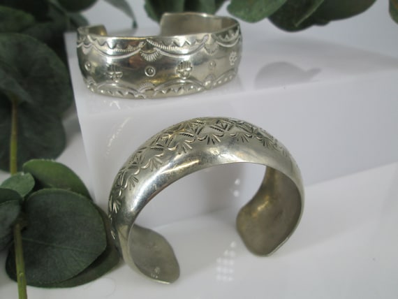 Native American Sterling Silver Cuff Bracelet>Wide St… - Gem