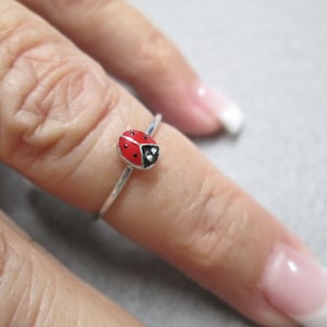 Sterling Silver LADYBUG Ring>ladybug Ring,925 Ladybird Ring,dainty ...