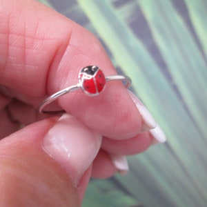 Sterling Silver LADYBUG Ring>ladybug Ring,925 Ladybird Ring,dainty ...