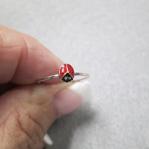 Sterling Silver LADYBUG Ring>ladybug Ring,925 Ladybird Ring,dainty ...