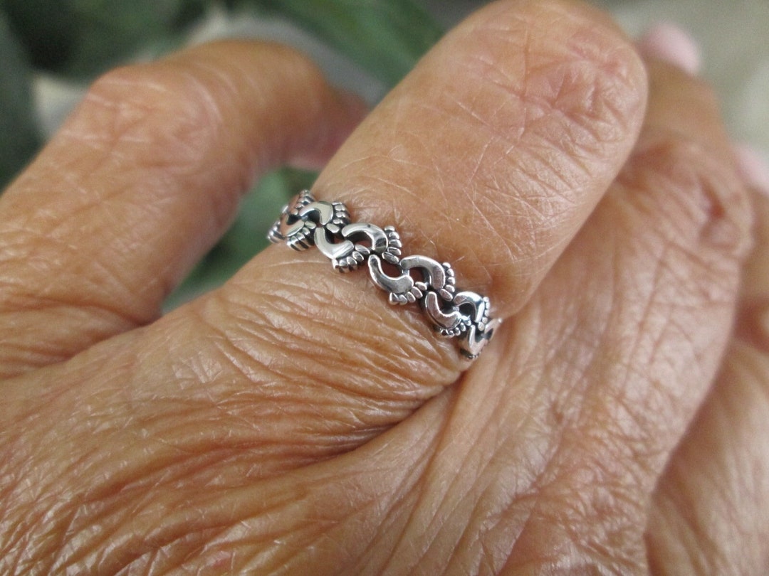 Sterling FEET Ring>walking Feet Ring,925 Sterling Foot Ring,footprint ...