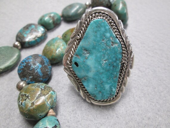 Turquoise RING>Native American Handcrafted 925 Sterli… - Gem