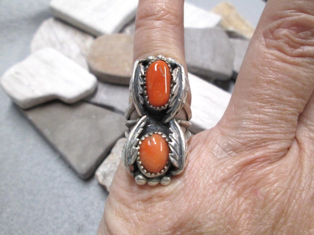 925 Sterling Genuine CORAL Ring>925 Native Coral Ring,sterling Coral ...