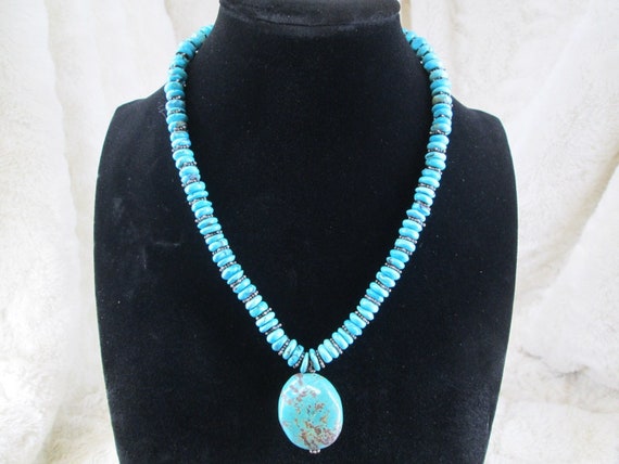 Turquoise Necklace>Turquoise Disc necklace,Turquoise … - Gem