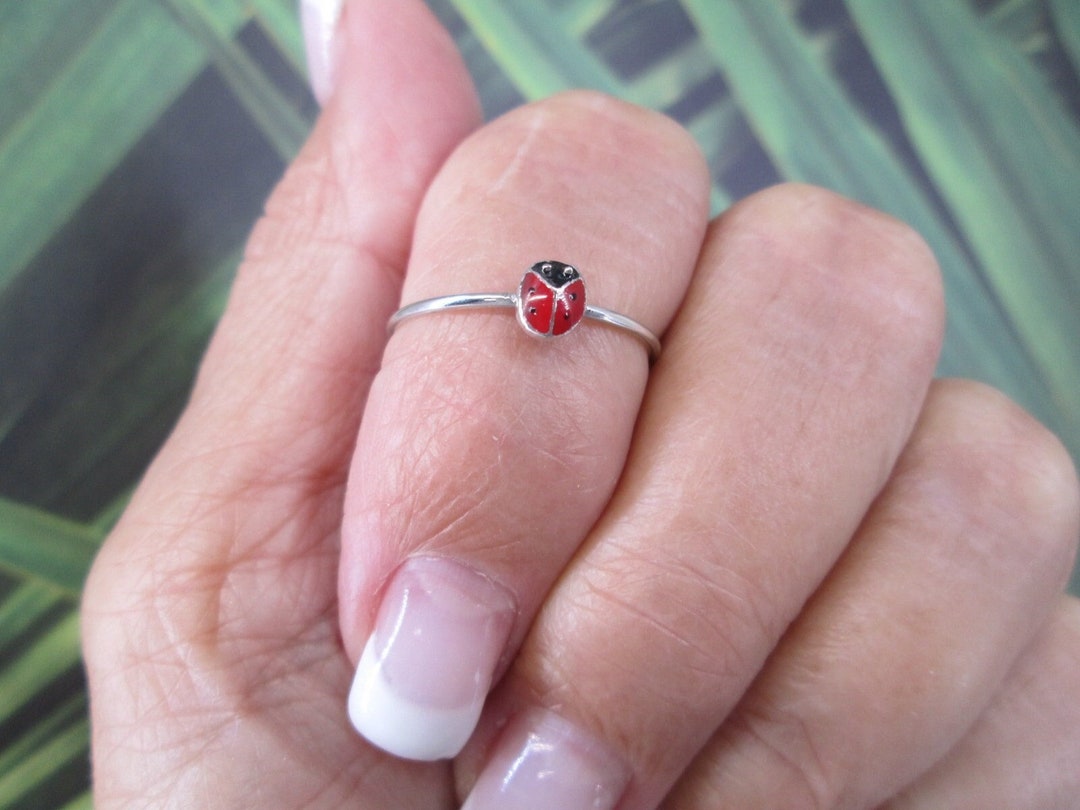 Sterling Silver LADYBUG Ringladybug Ring,925 Ladybird Ring,dainty ...