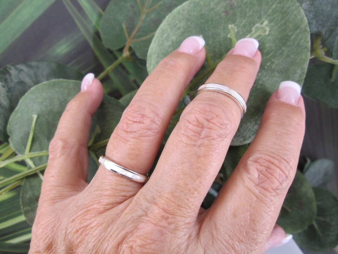 Inlay Genuine Mother of Pearl Eternity Band Ring Solid - Etsy