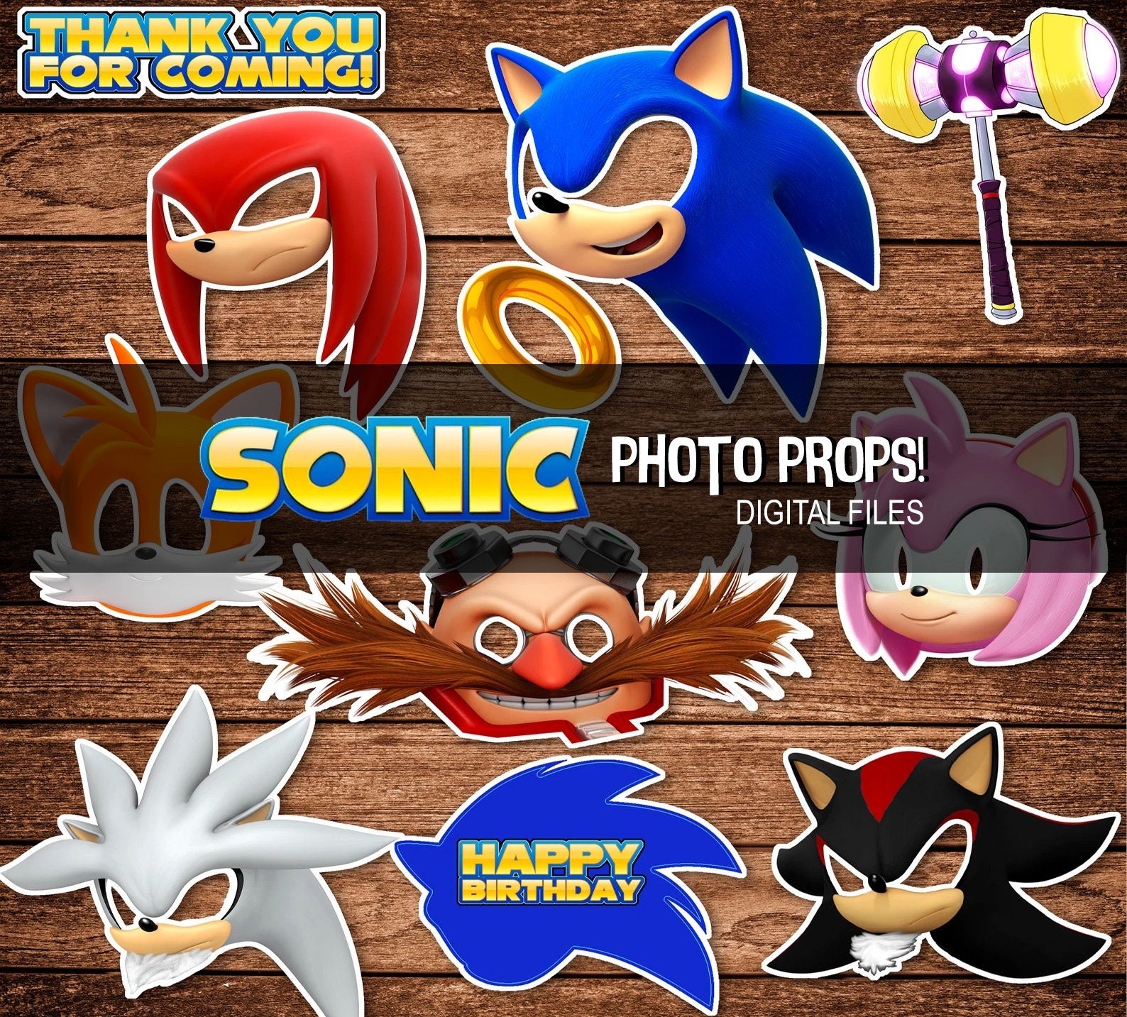 Sonic Photo Props, Digital, Printable - Etsy