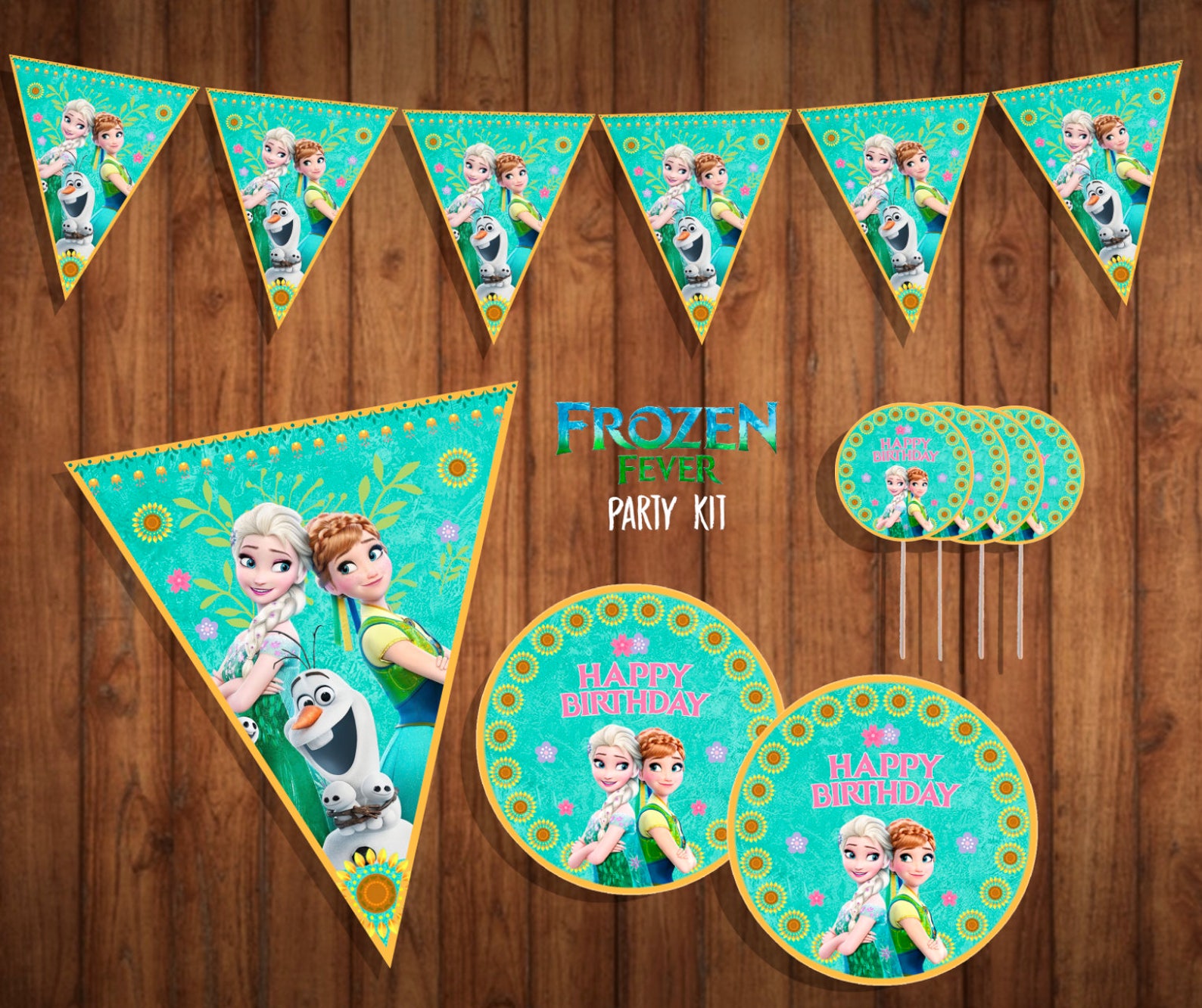 Frozen Fever Party Kit, Banner, Toppers - Etsy