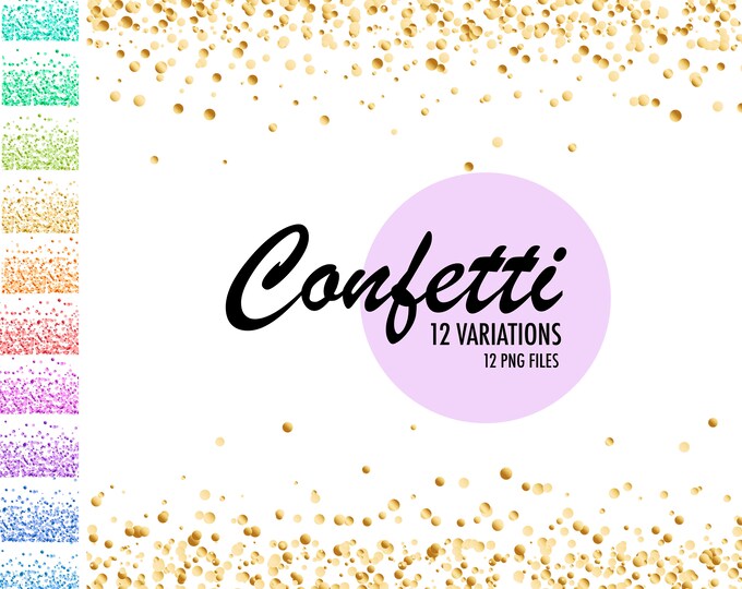 Digital Confetti Border, Overlays, Clipart - Etsy