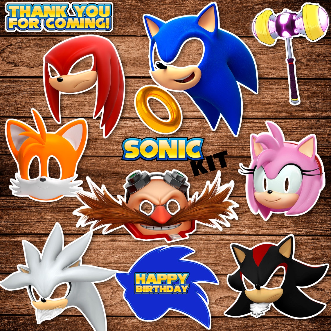 Sonic Photo Props Digital Printable | Etsy