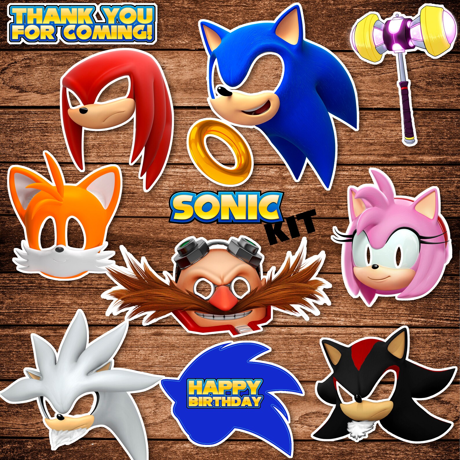 Sonic Photo Props Digital Printable | Etsy